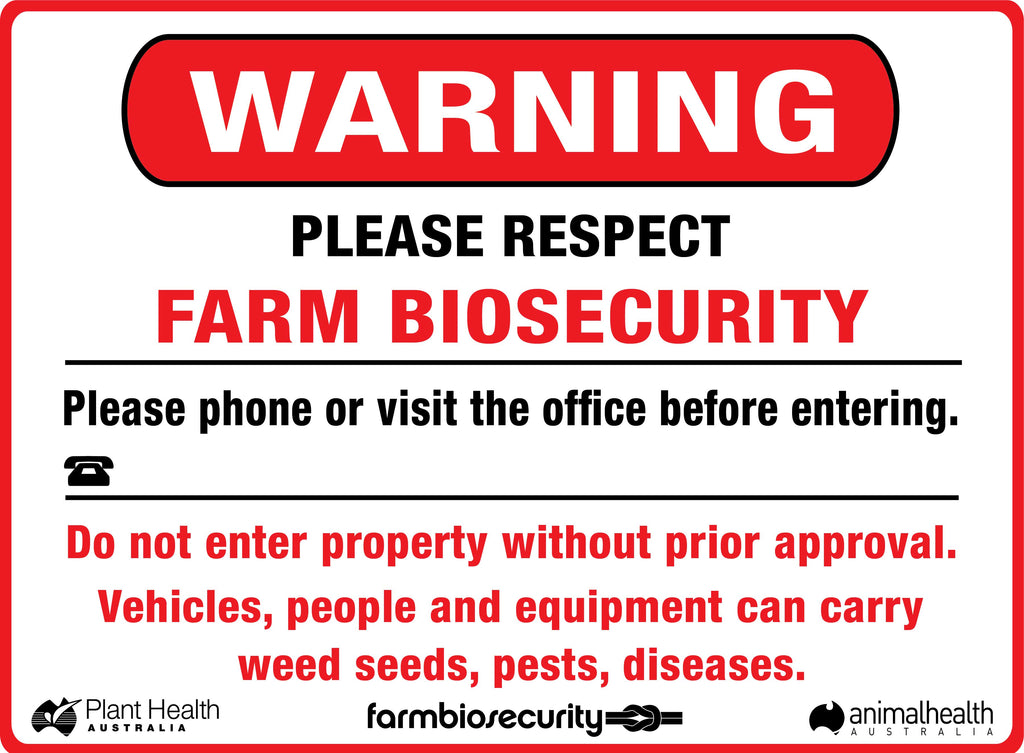 Farm Biosecurity Signs | K2K Signs Australia