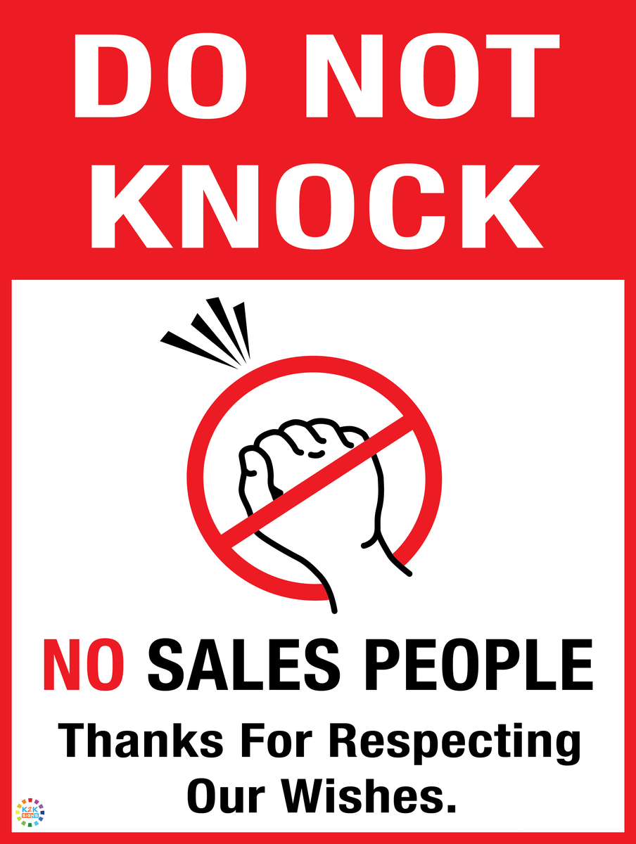 Do Not Knock - No Sales People Sign | K2K Signs Australia