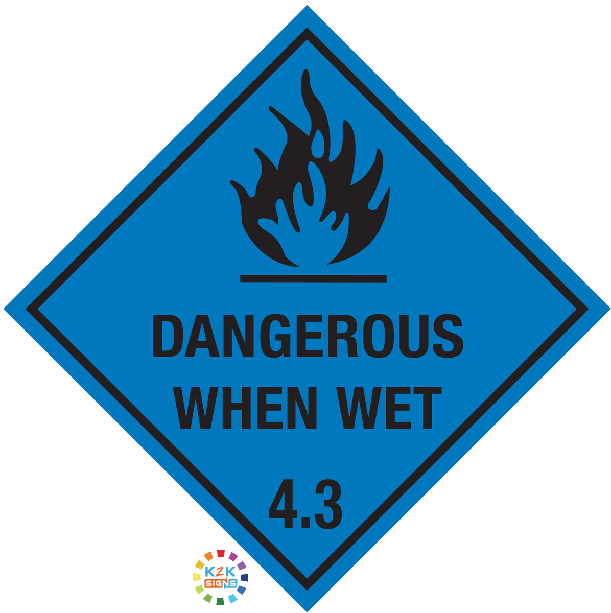 Class 4.3 Dangerous When Wet Hazchem Sign – K2K Signs