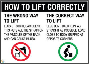 How to Lift Correctly Sign | K2K Signs Australia