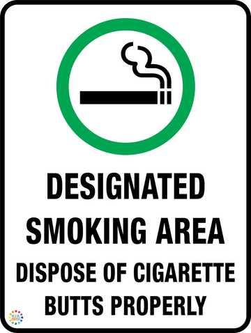Designated Smoking Area Sign | K2K Signs Australia