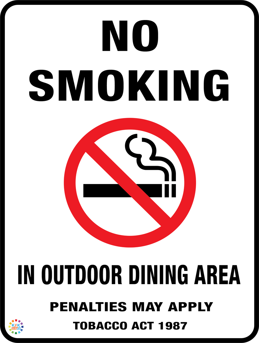No Smoking In Outdoor Dining Area Sign – K2K Signs