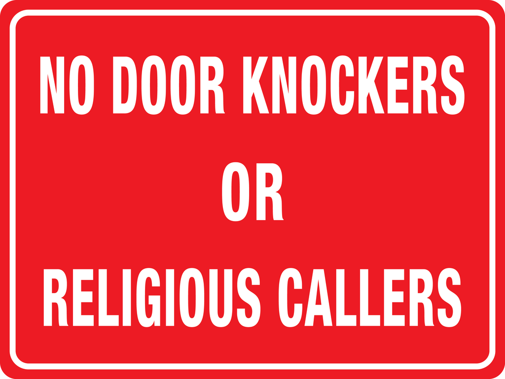 No Door Knockers OR Religious Callers Sign | K2K Signs Australia
