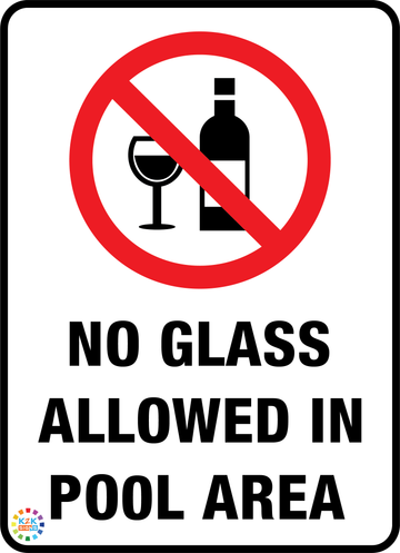 No Glass Allowed In Pool Area Sign | K2K Signs Australia