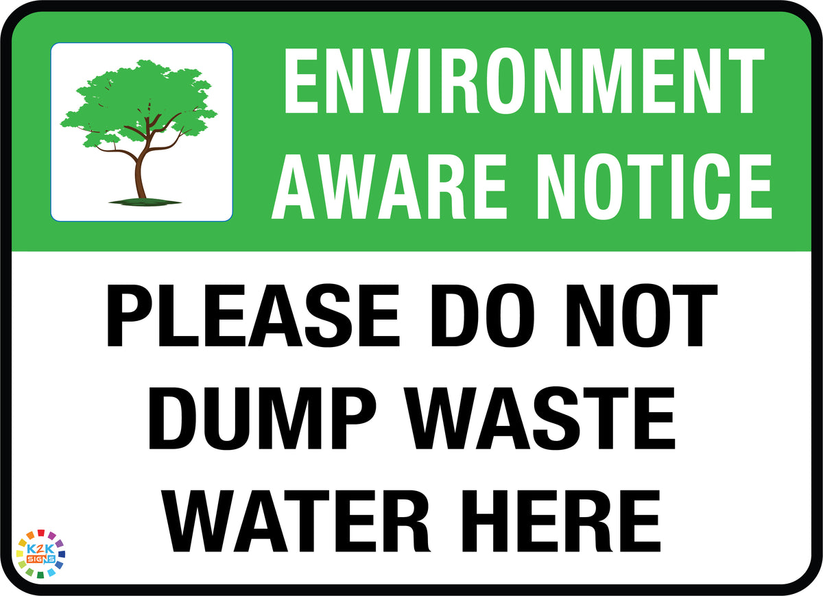 Do Not Dump Waste Water Sign | K2K Signs Australia