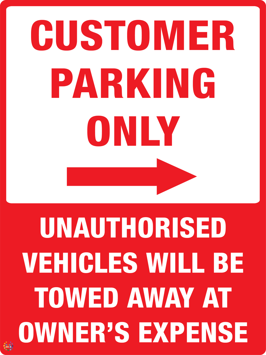 Customer Parking Only (Right Arrow) | K2K Signs Australia