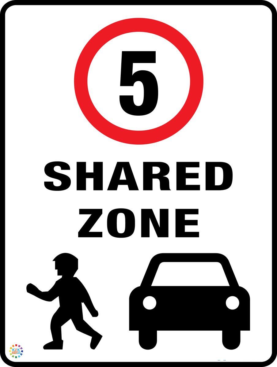 Shared Zone Speed Limit 5kph Sign | K2K Signs Australia